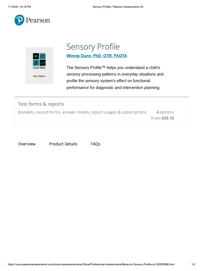 Sensory Profile Assessment Overview | PDF