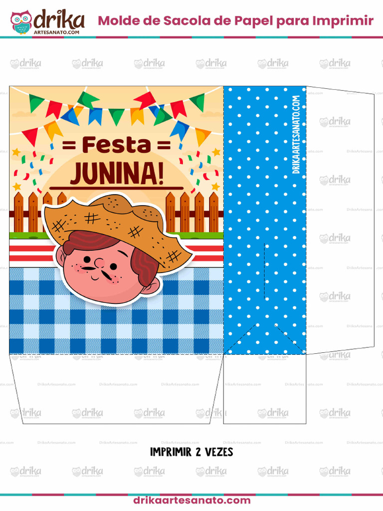 Festa Junina Molde de Sacola de Papel m1 1 | PDF