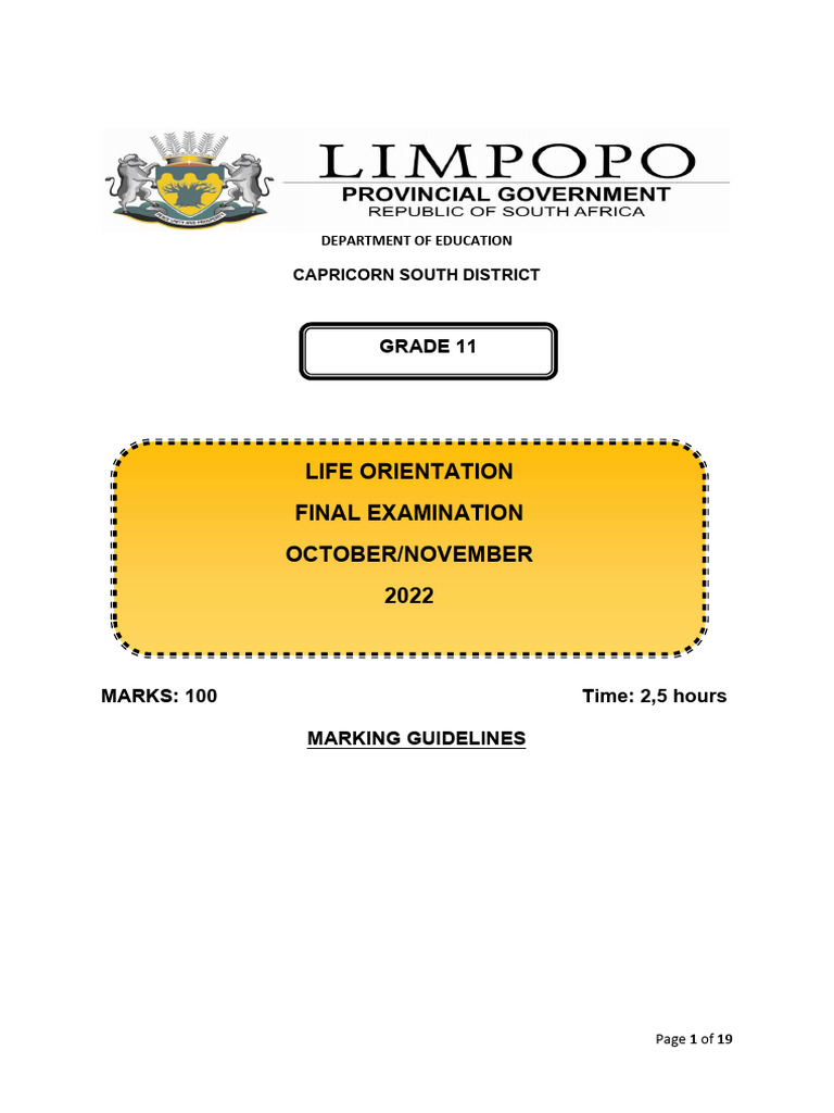 Grade 11 Life Orientation Final Exam 2022 | PDF | Soil | Climate Change