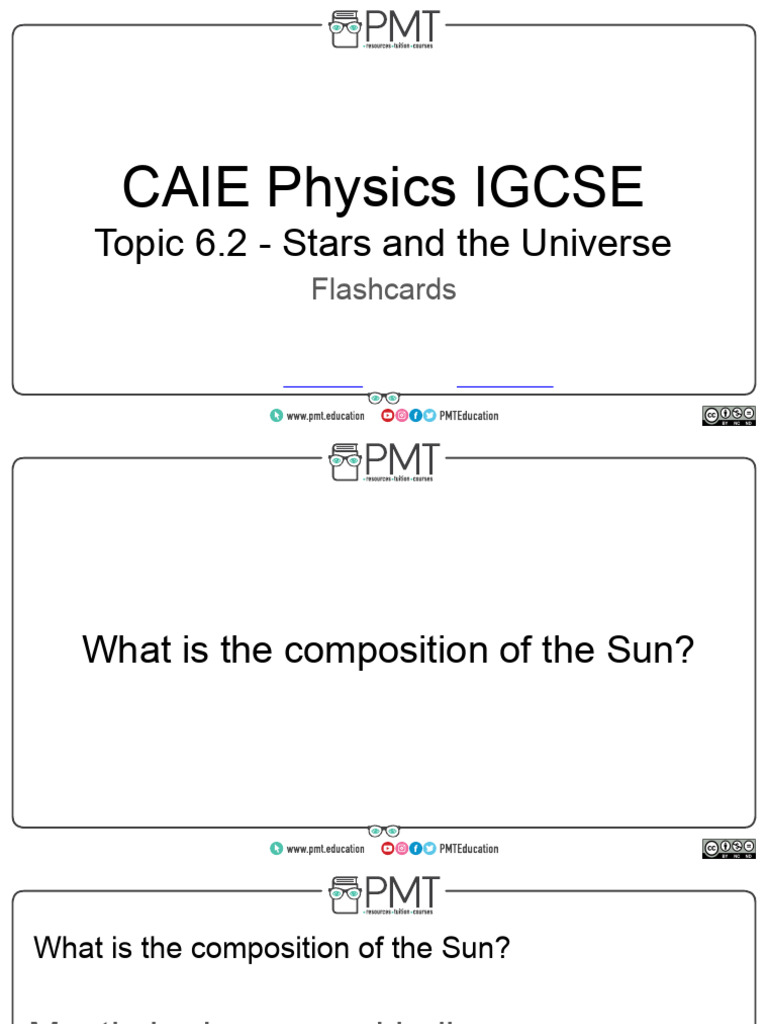 Flashcards - Topic 6.2 - Stars and the Universe - CAIE Physics IGCSE ...