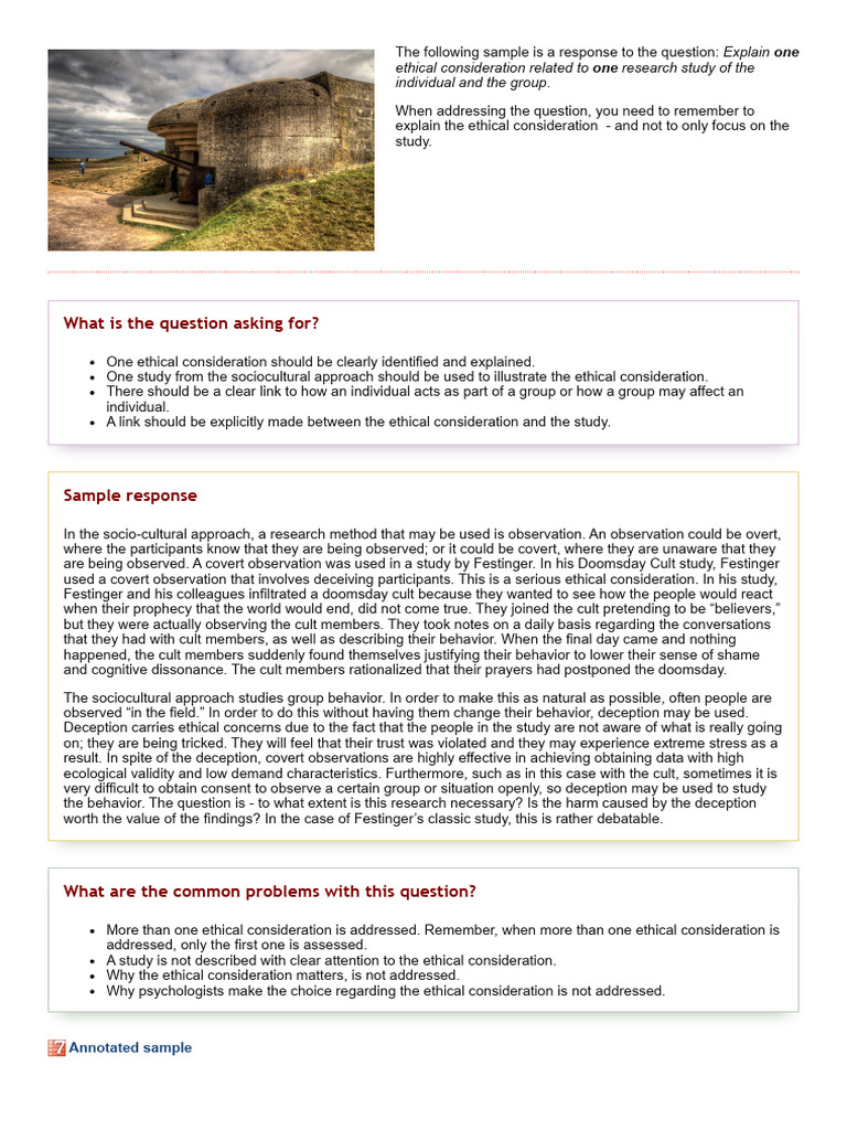 SAQ Exemplar Ethics in sociocultural | PDF | Deception | Validity (Statistics)