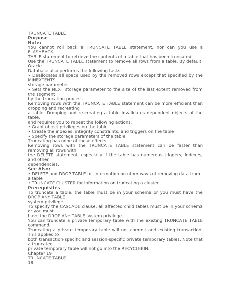 Truncate Table | PDF