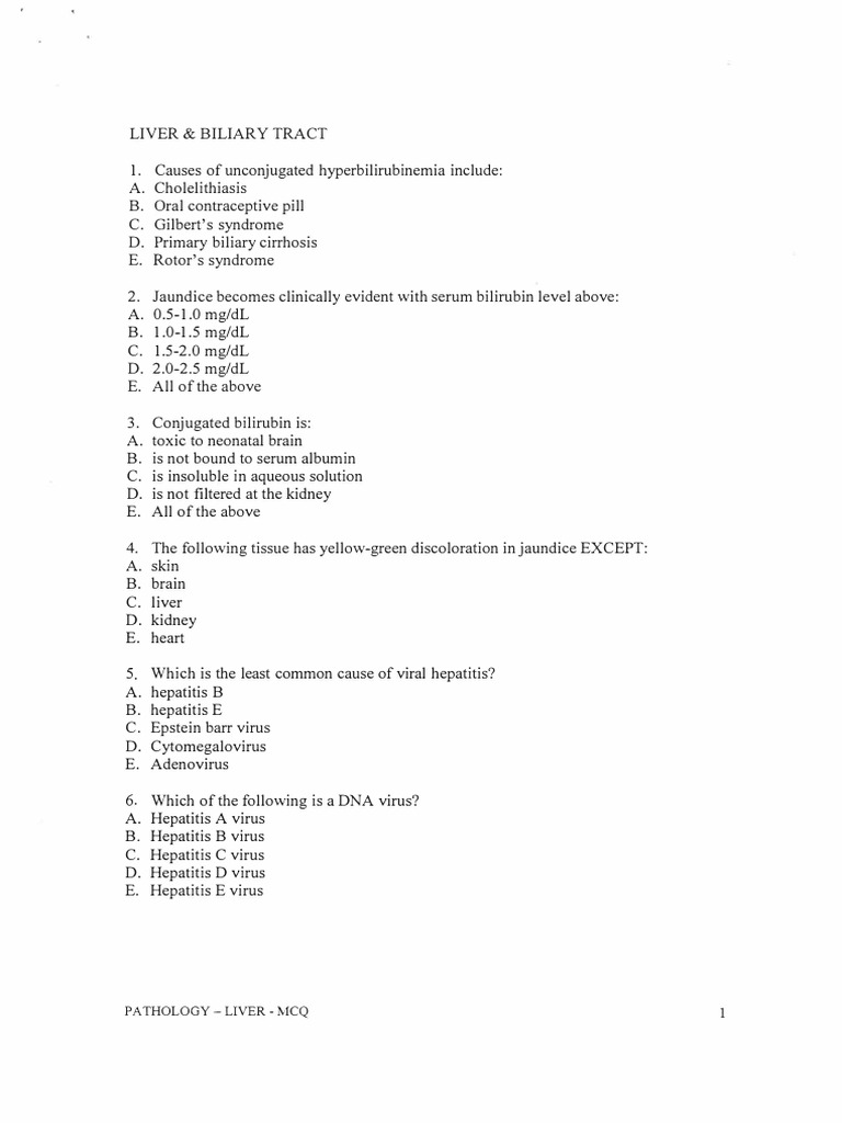028 Pathology MCQ ACEM Primary Liver and Biliary Tract | PDF ...