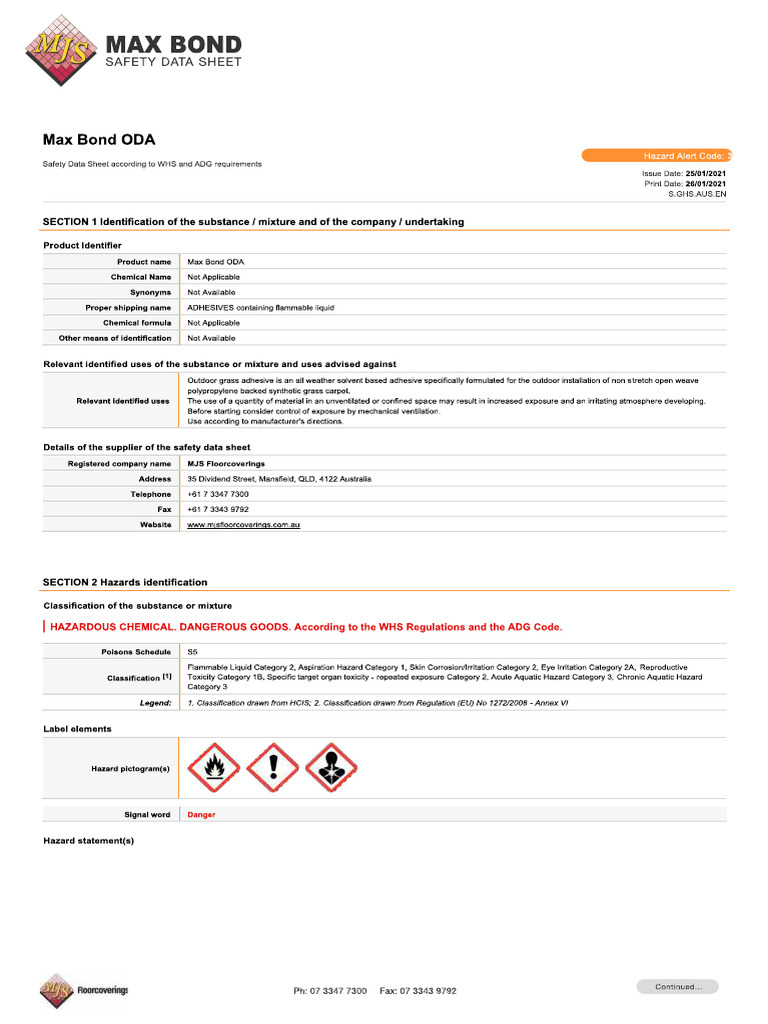 MAX-BOND-ODA-SDS | PDF