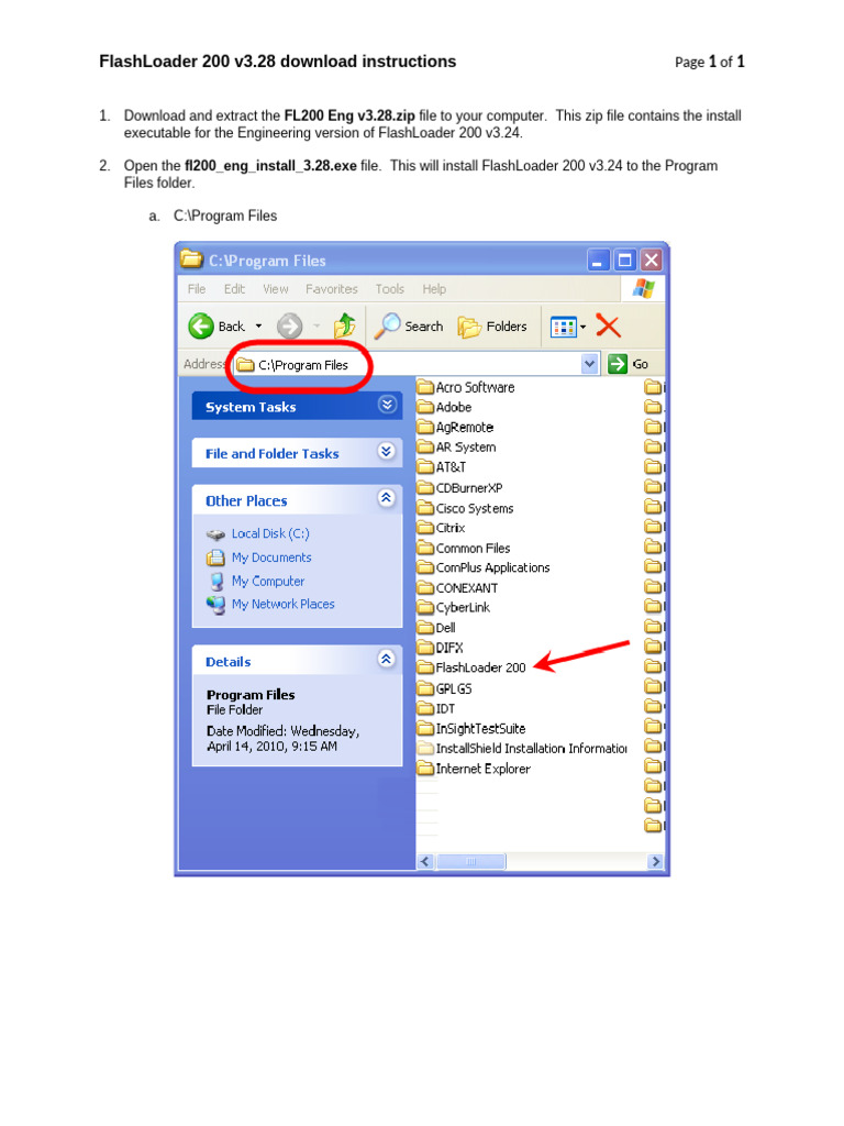 FlashLoader 200 Download Instructions | PDF