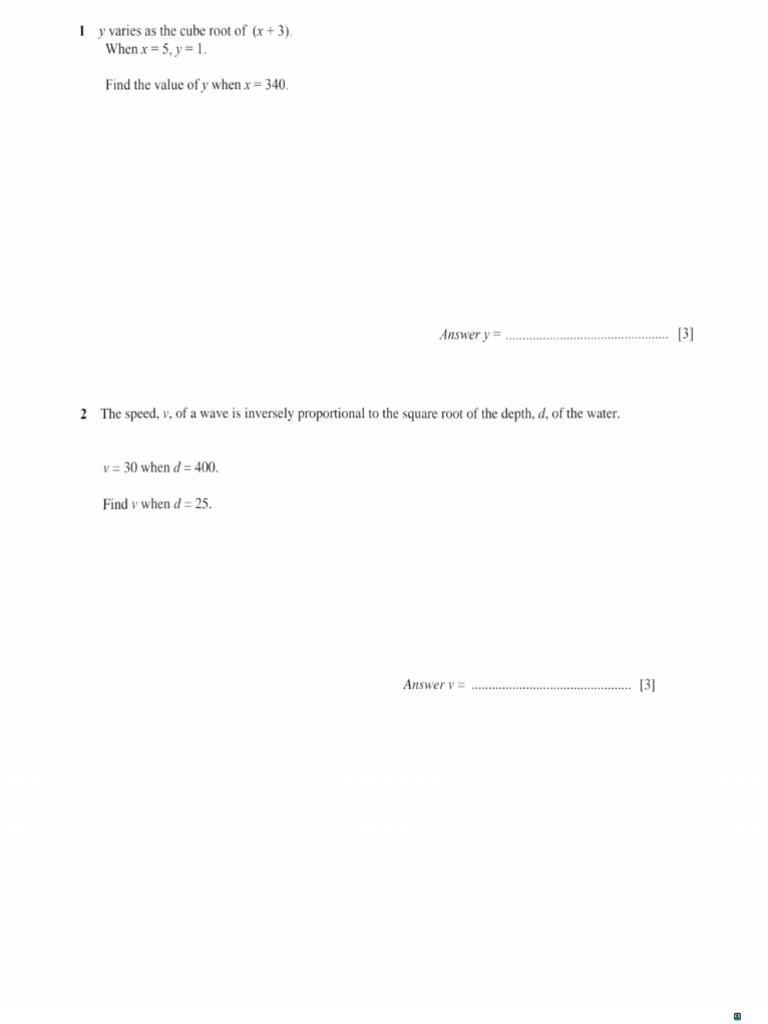 Direct and Inverse Proportion Revision Worksheet 2 Grade 8 | PDF