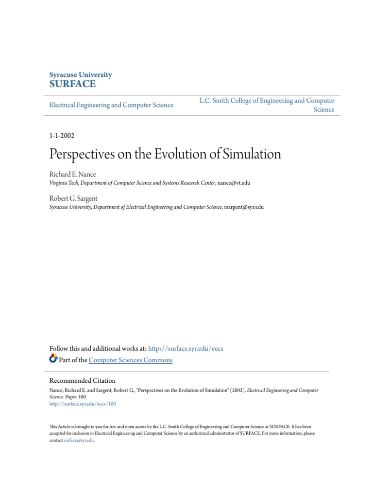 Evolution of Simulation Techniques | PDF | Simulation | Object Oriented ...