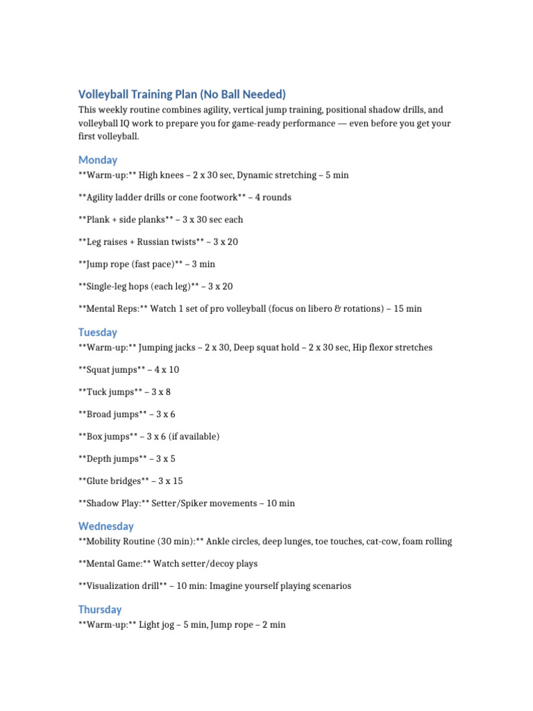 Volleyball Training Plan | PDF