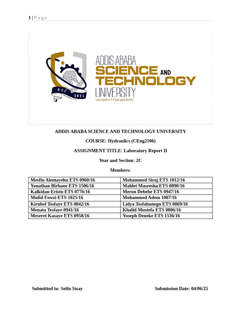Lab Reports 2 Hydraulics | PDF | Buoyancy | Mechanics