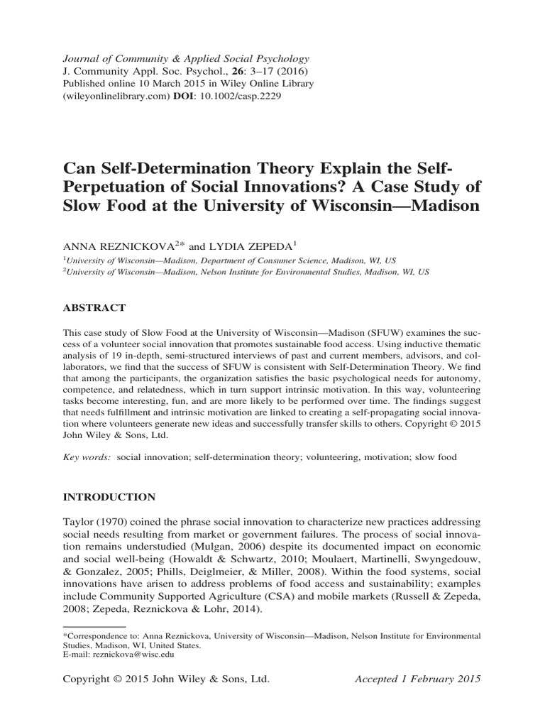 Can Self-Determination Theory Explain The Self-Perpetuation of Social ...