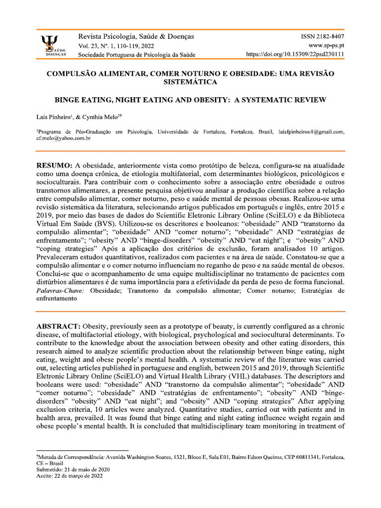 Transtorno Comer Noturno | PDF