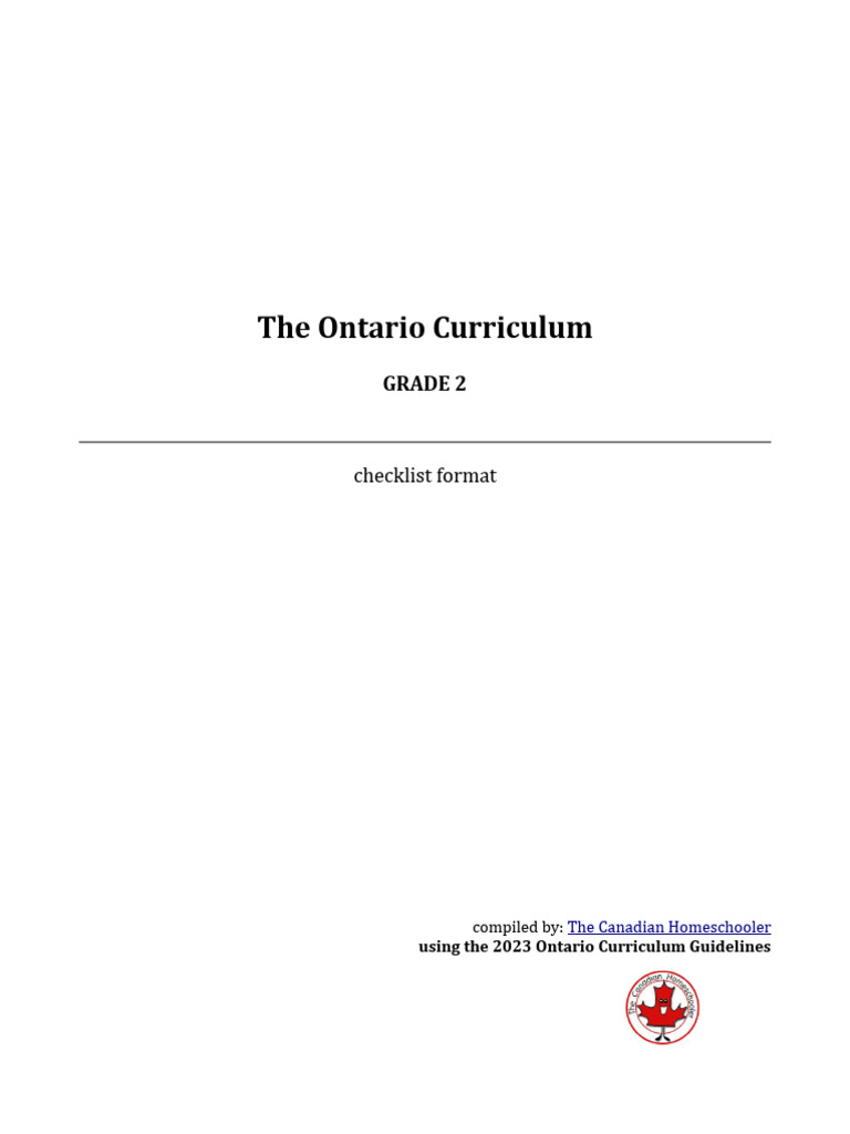 Ontario Grade 2 Curriculum Checklist 2023 | PDF | Machines | Reading ...