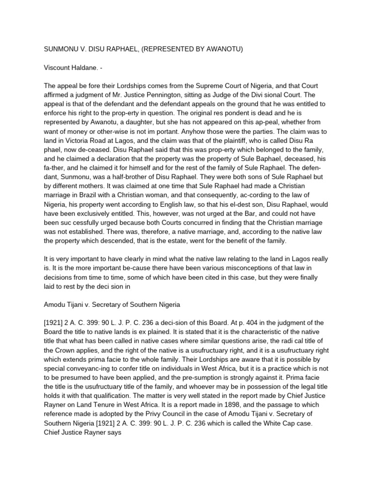 Sunmonu v. Disu Raphael Land Appeal | PDF | Justice | Crime & Violence