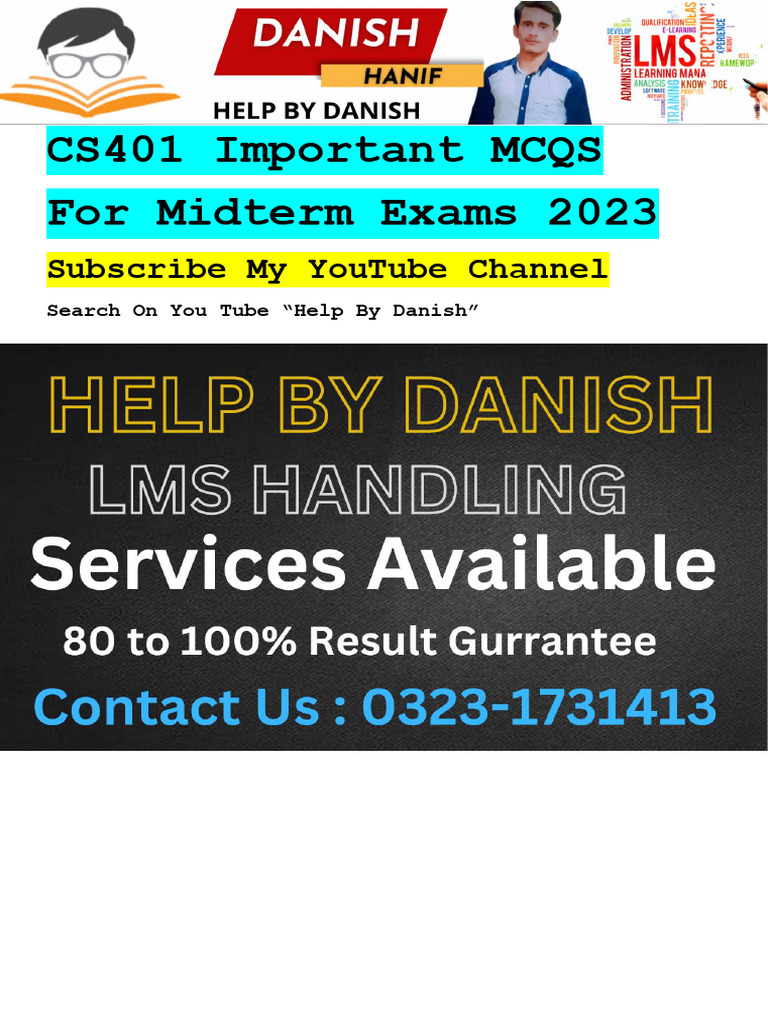 CS401 Midterm Important MCQS by Danish Hanif-1 | PDF