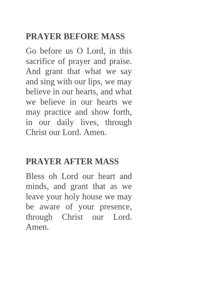 Prayer Before Mass | PDF
