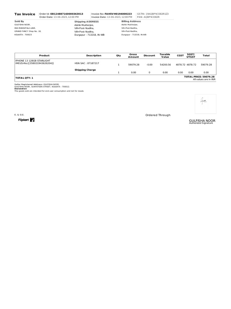 Flipkart Invoice | PDF | Taxes | Trade
