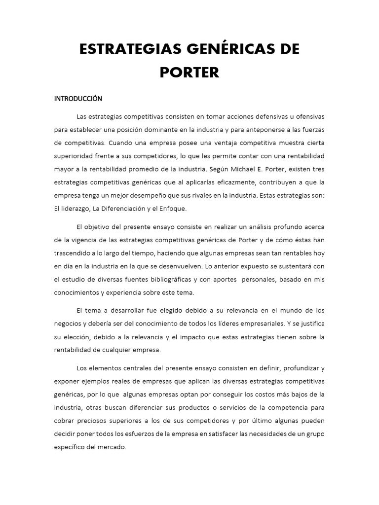 Estrategias Competitivas de Porter | PDF | Business | Mercado (economía)