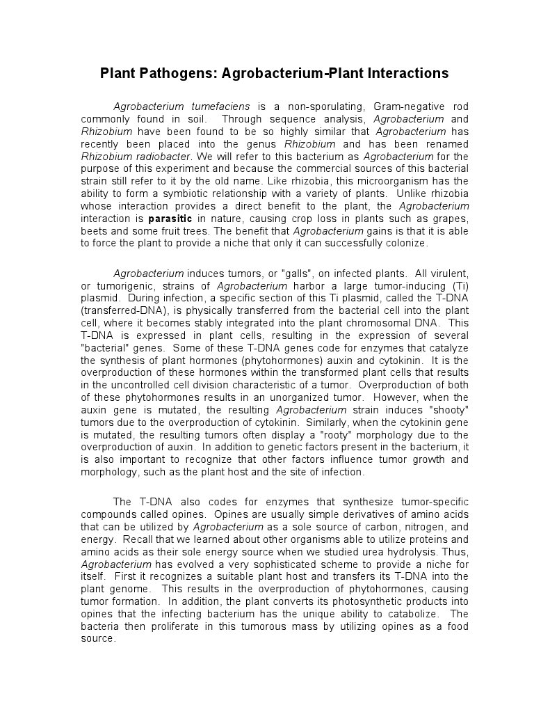 Plant Pathogens: Agrobacterium-Plant Interactions | PDF | Life Sciences ...
