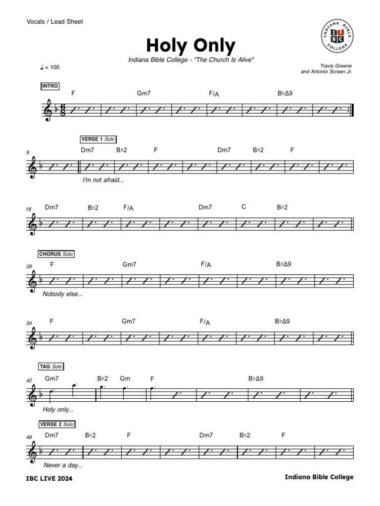 Holy Only - Lead Sheet IBC 2024 | PDF | Musical Forms