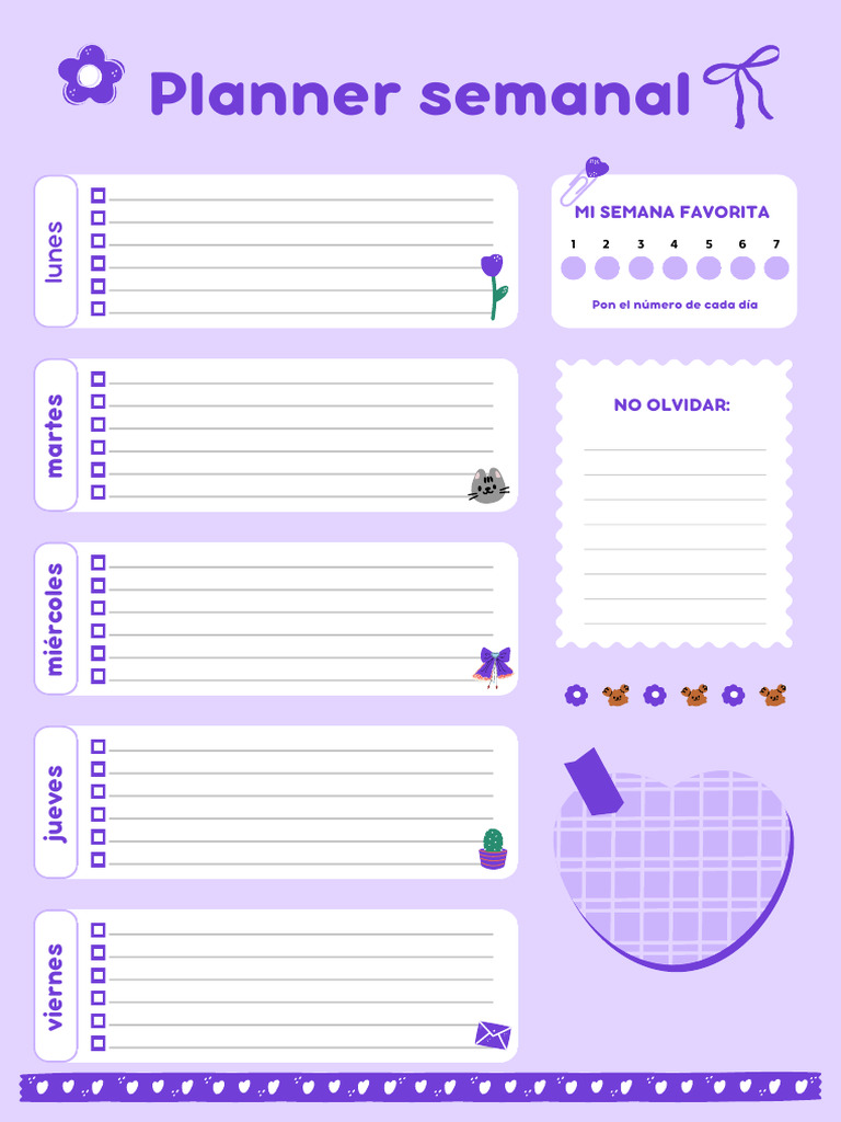 Planner Semanal Organización Morado | PDF