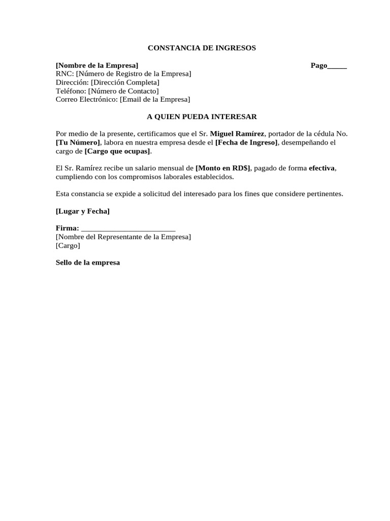 Constancia de Ingresos 2025 | PDF