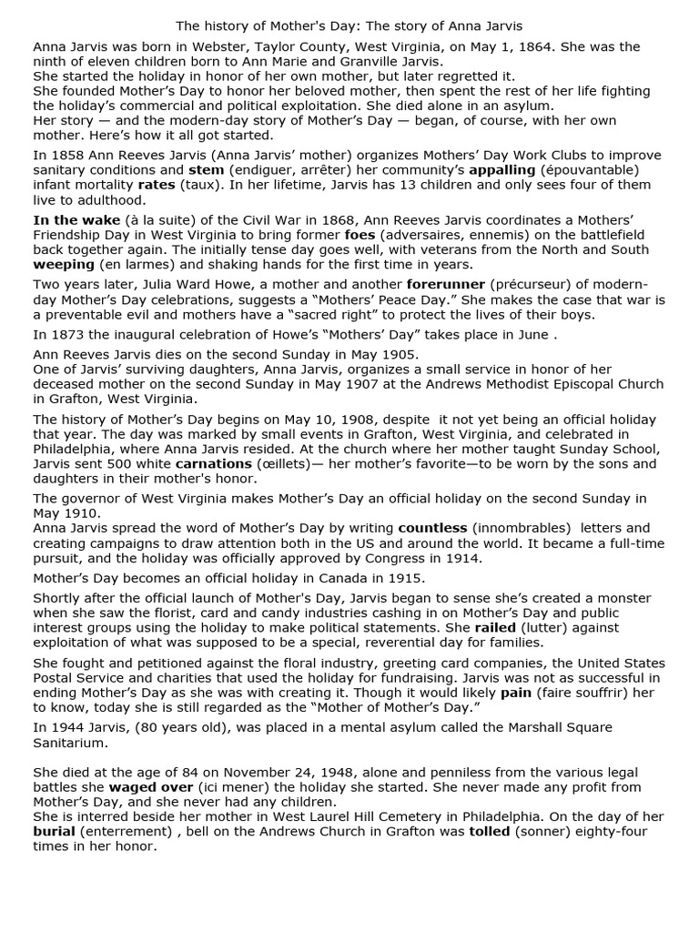 History of Mother's Day Origins | PDF