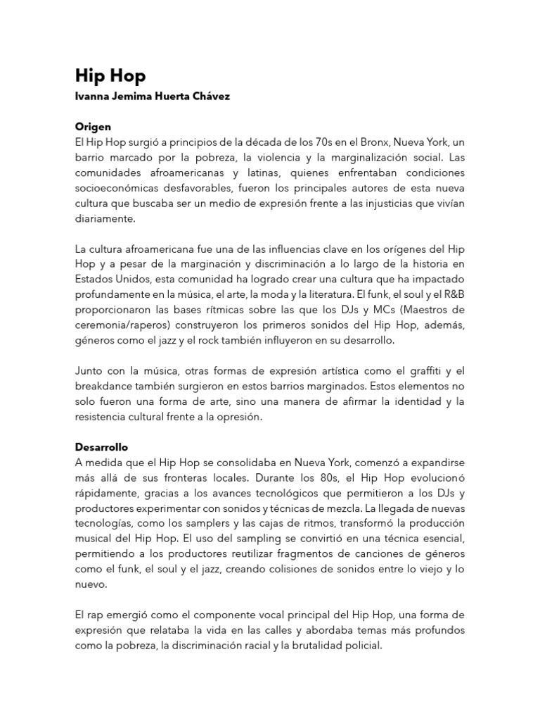 Historia y evolución del Hip Hop | PDF | Música hip-hop | Musica Popular