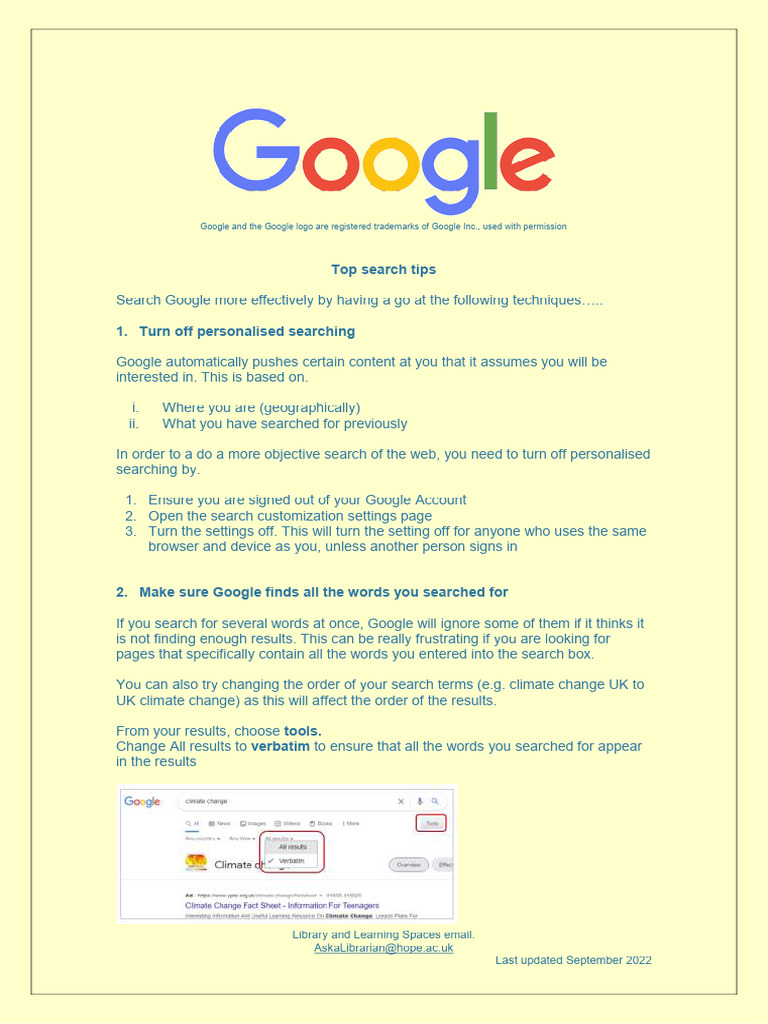 TOP TEN INTERNET SEARCH TIPS - Top Google Tips | PDF | World Wide Web ...