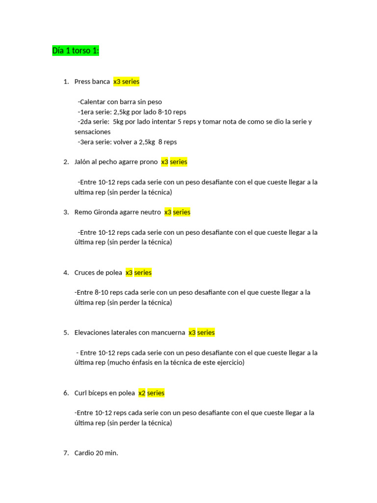 Rutina Valen | PDF | Entrenamiento con pesas