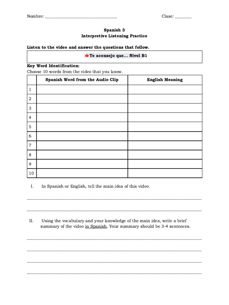 Práctica de Escucha y Lectura en Español | PDF