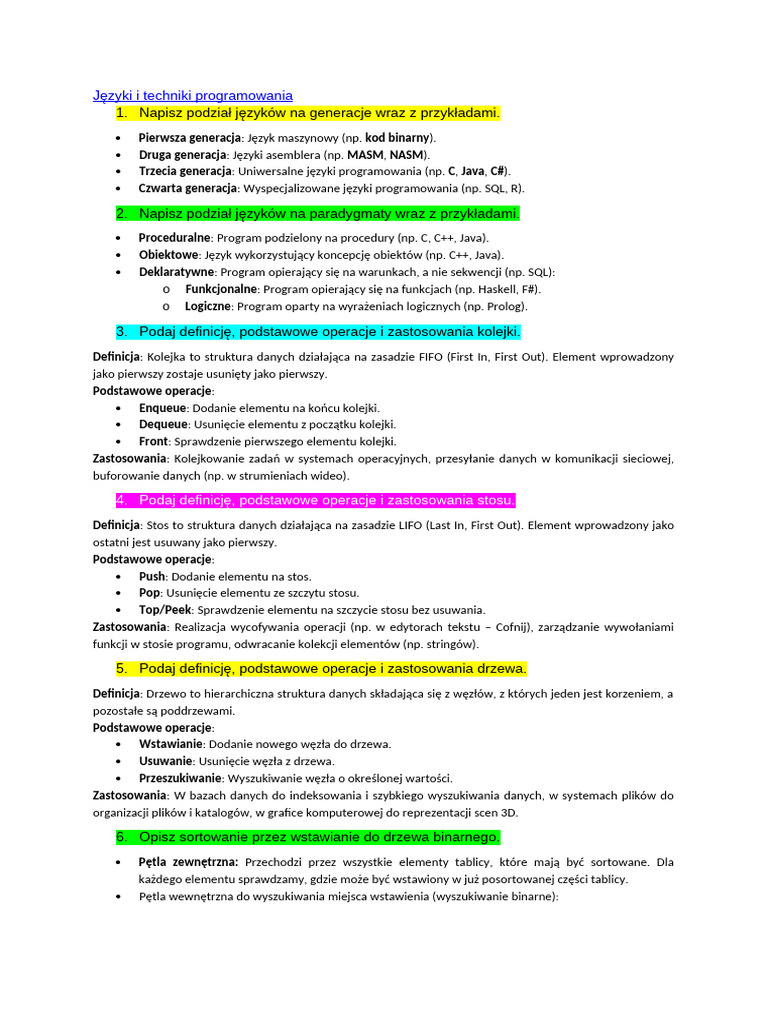 Języki I Techniki Programowania | PDF