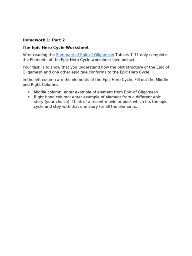 HW 1 Part 2 Epic of Gilgamesh - Rev | PDF
