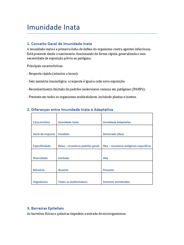 Imunidade - Inata - Material Didático | PDF | Sistema imunológico ...