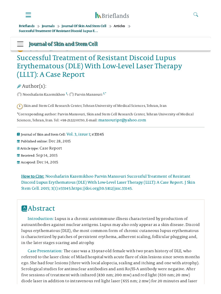 Low-Level Laser Therapy for DLE Treatment | PDF | Radiation Therapy | Laser