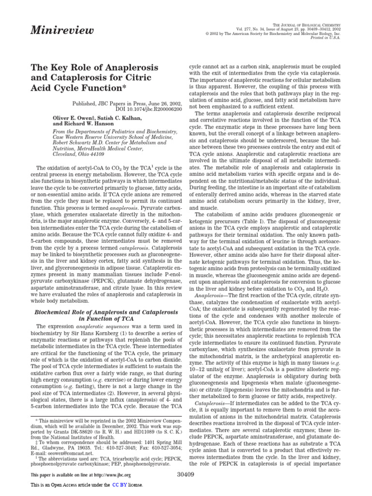 BCH 801 ANAPLEROSIS & CATAPLEROSIS | PDF | Citric Acid Cycle | Chemistry