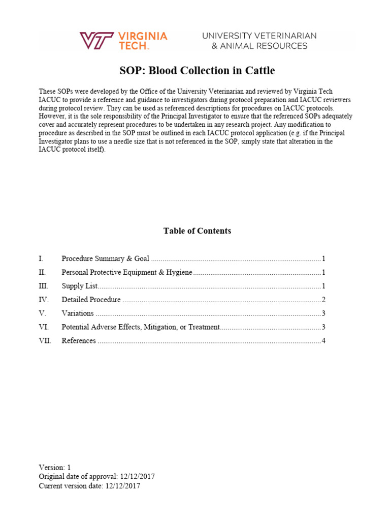 sop-bovine-blood-collection | PDF | Syringe | Vein