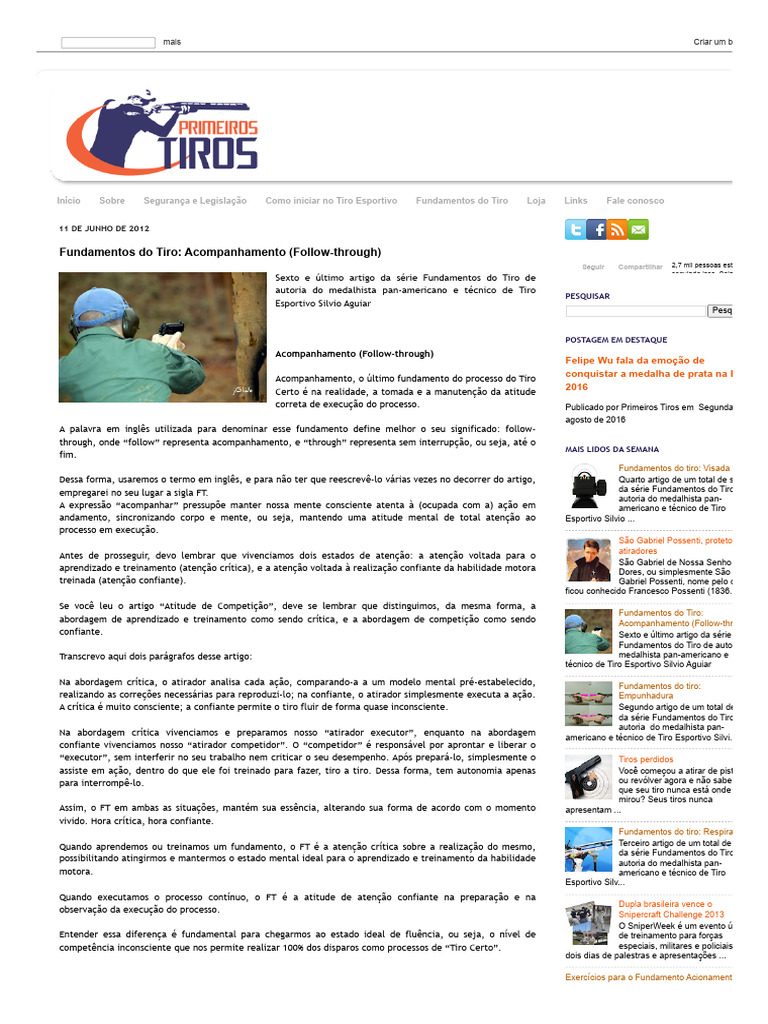 Fundamentos Do Tiro - Acompanhamento (Follow-Through) Primeiros Tiros ...