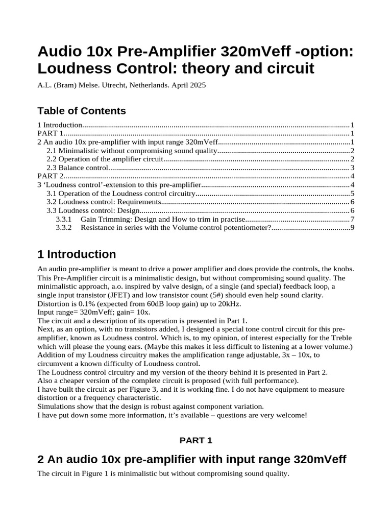 10x Audio Pre-Amplifier with Loudness Control | PDF | Amplifier | Field ...
