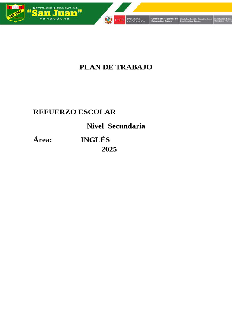 2025PLAN de REFUERZO ESCOLAR 2024 1ro 2do 3ro 4to 5to 29 Mayo | PDF | Evaluación | Segundo lenguaje