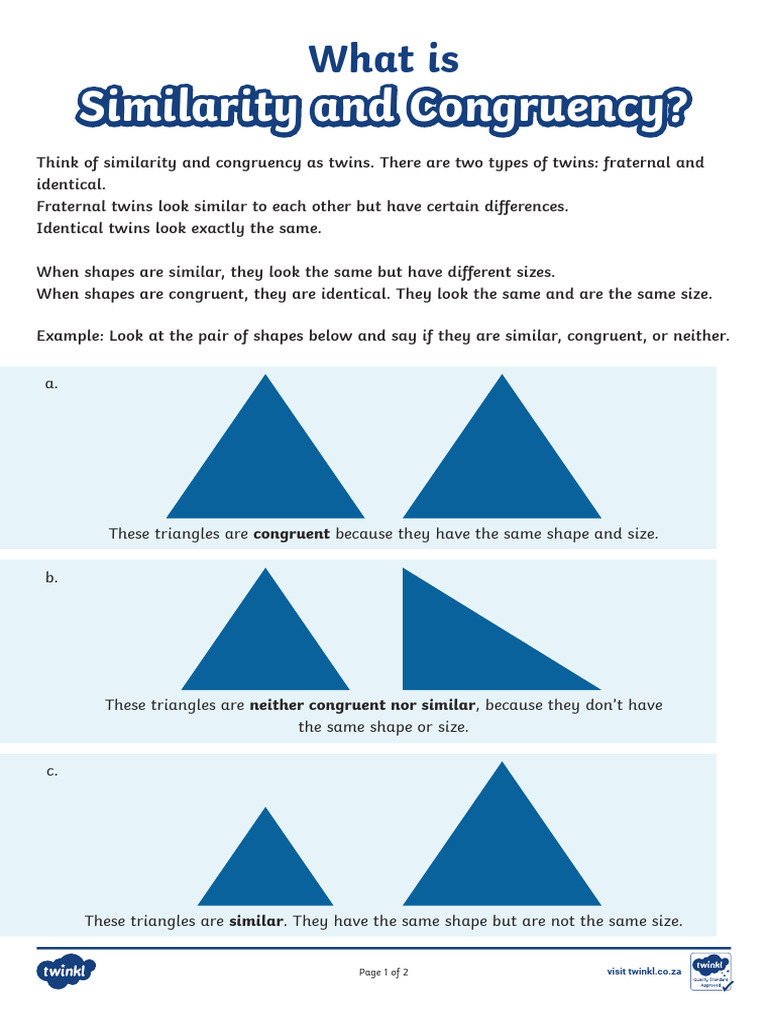 What Is Similarity and Congruency Notes and Activity | PDF