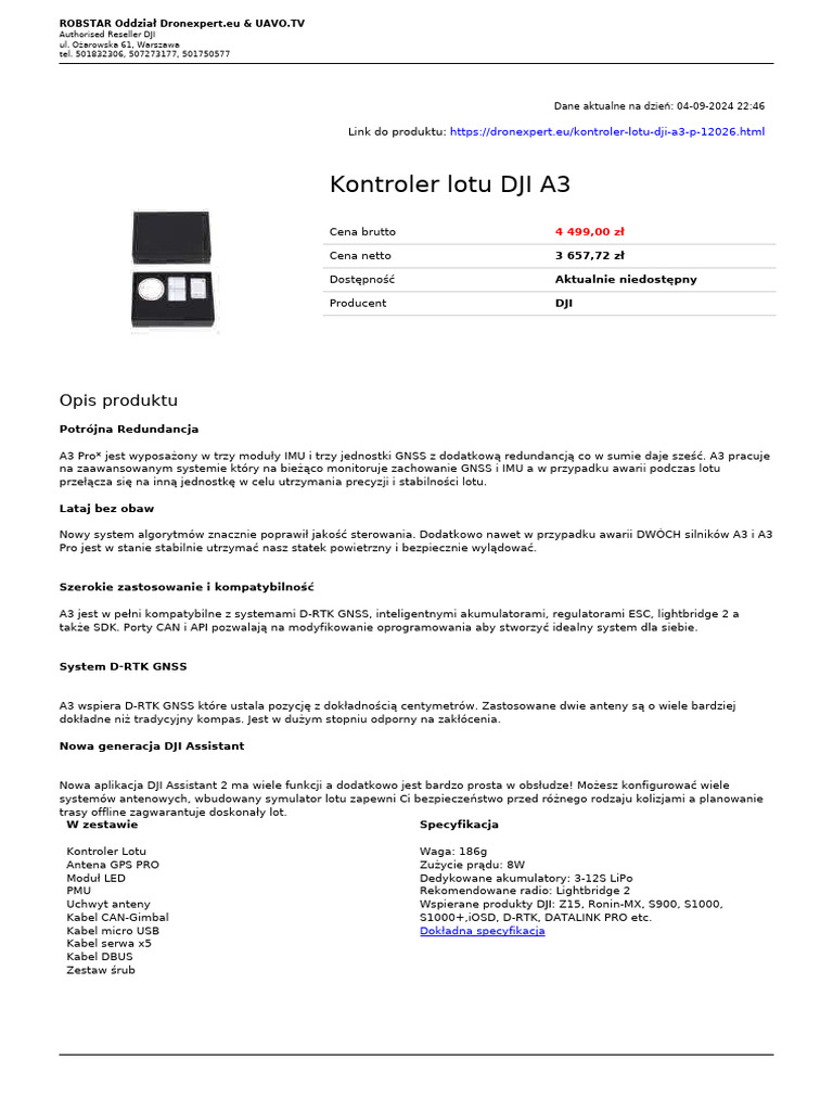 Kontroler Lotu Dji A3 | PDF