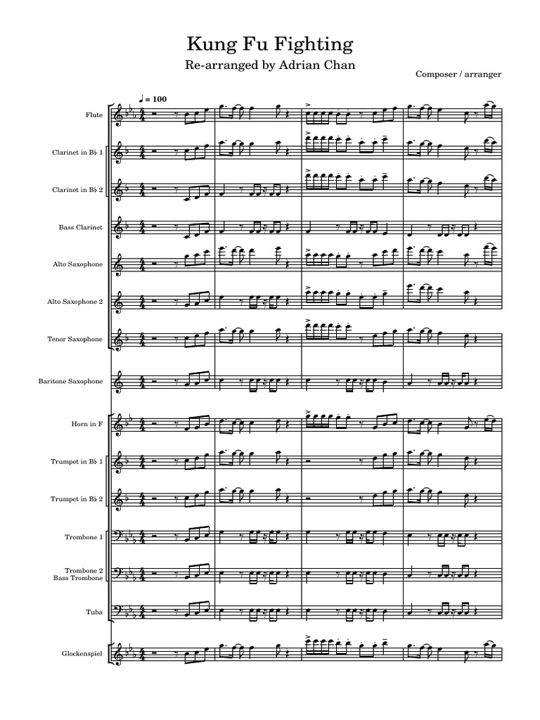 Kung Fu Fighting Funny Ahh Arrangement-Score - and - Parts | PDF ...