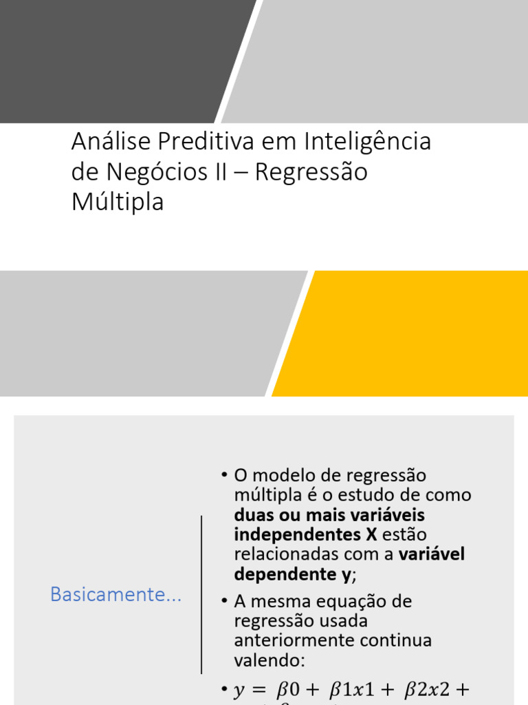 A09-Modelos Preditivos em Inteligência de Negócios II - Regressão Múltipla | PDF | Significado ...