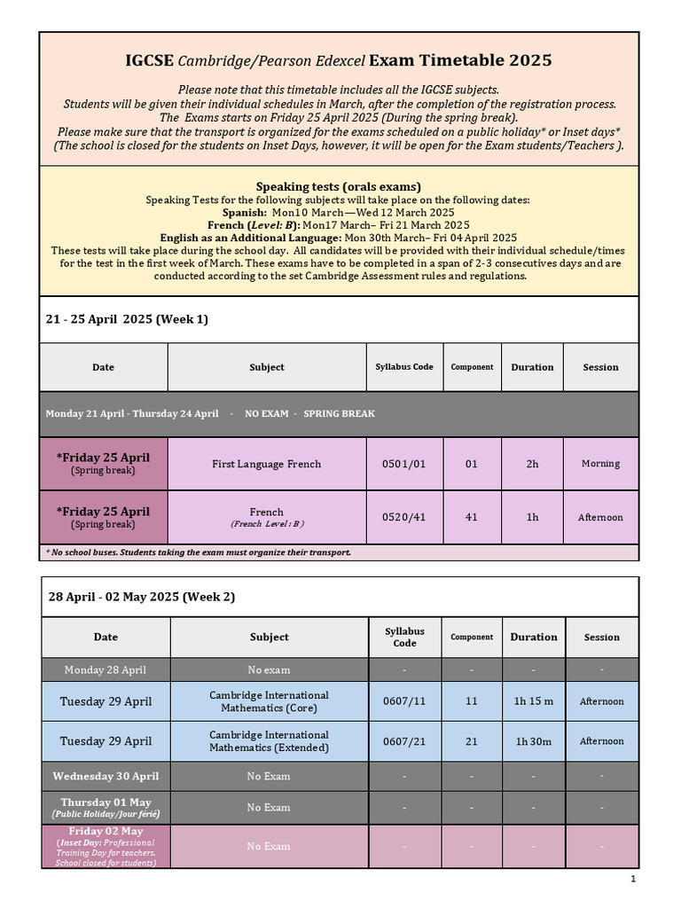 IGCSE Exam Schedule April-June 2025 | PDF | Vocational Education ...
