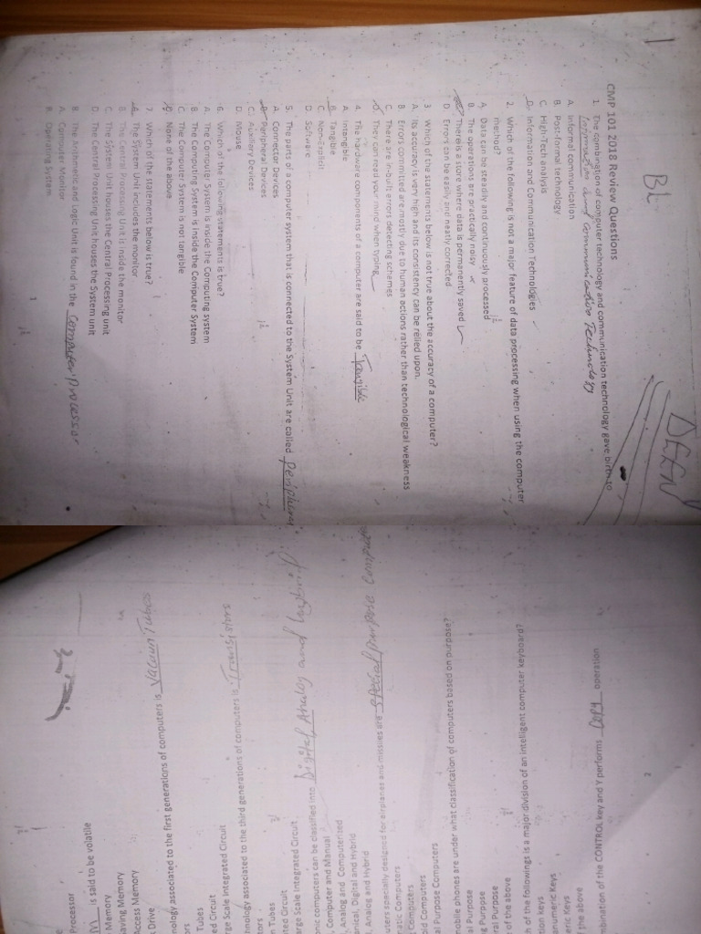 CMP 101 PAST Q Solved by TACHIA TITUS | PDF