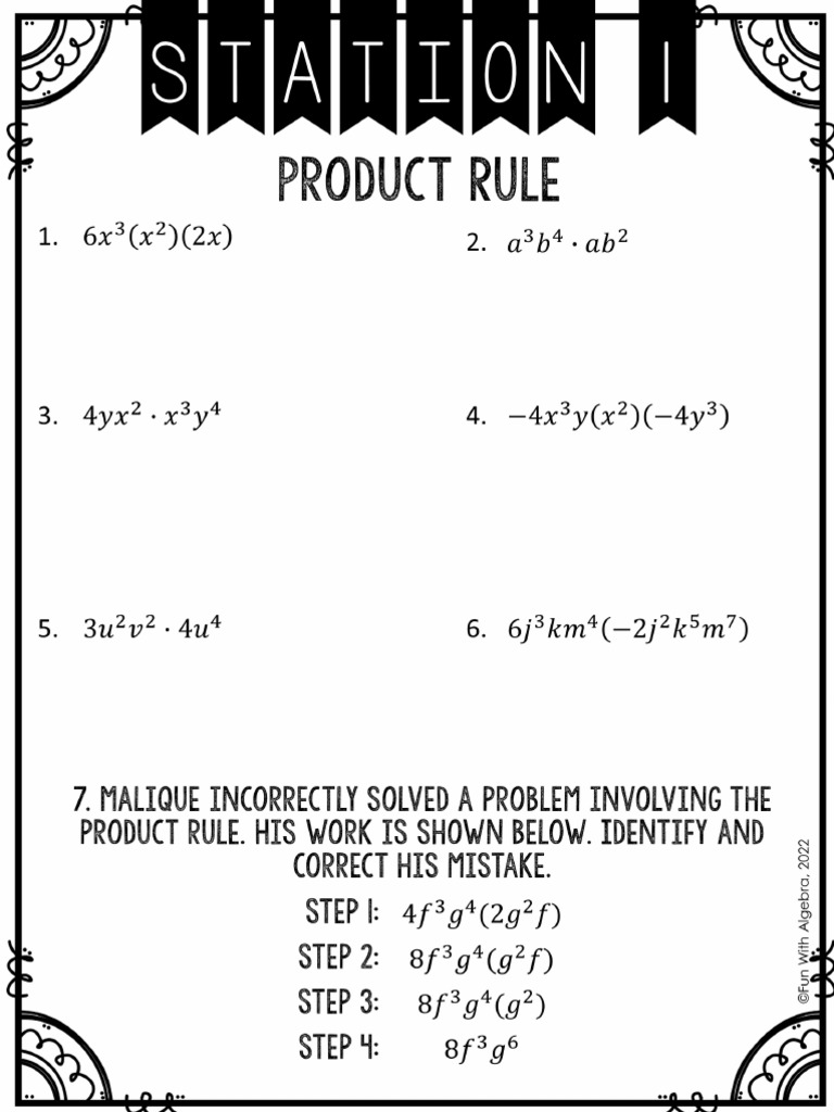 Exponents Stations Cards | PDF