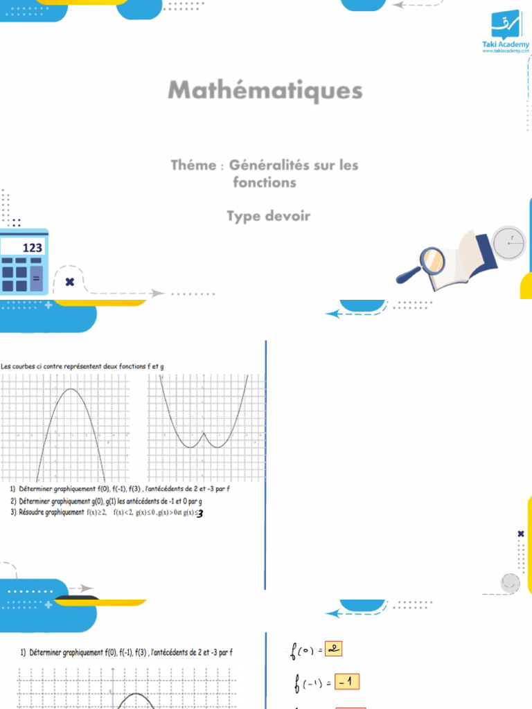 Mathématiques: Théme: Généralités Sur Les Fonctions Type Devoir | PDF