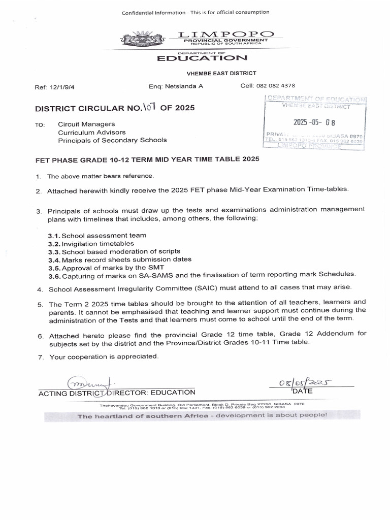 2025 Mid-Year Exam Timetable Overview | PDF | Science