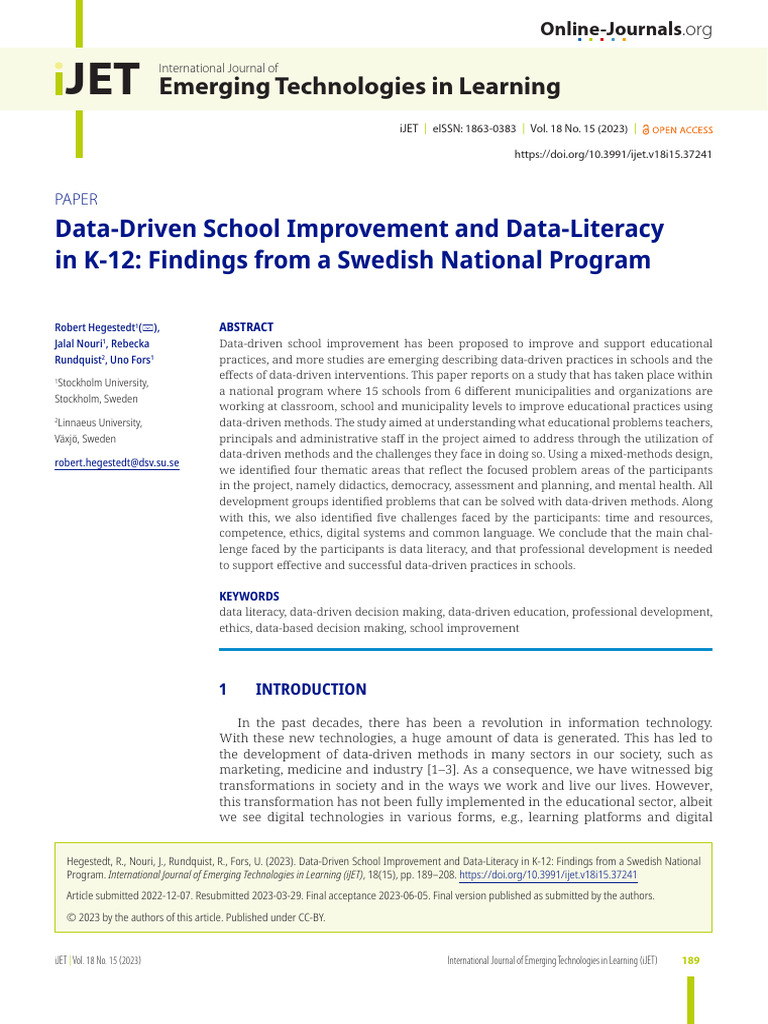 Data-Driven School Improvement in K-12 | PDF | Survey Methodology ...