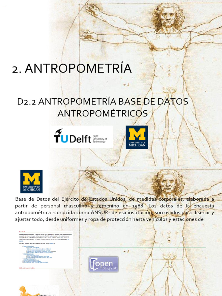 UD2.2 ANTROPOMETRÍA ESTÁTICA_BASE DE DATOS ANTROPOMETRICOS | PDF